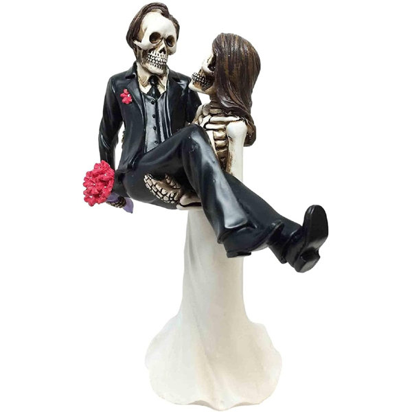 The Holiday Aisle® Dahntay Love Never Dies Romantic Skeleton Bridal Couple Wife Carrying Husband ...